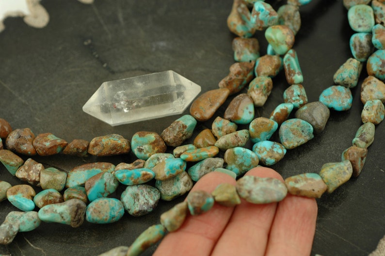 Blue Turquoise : in Brown Matrix Nugget Beads, 10x15mm, Natural Boho ...