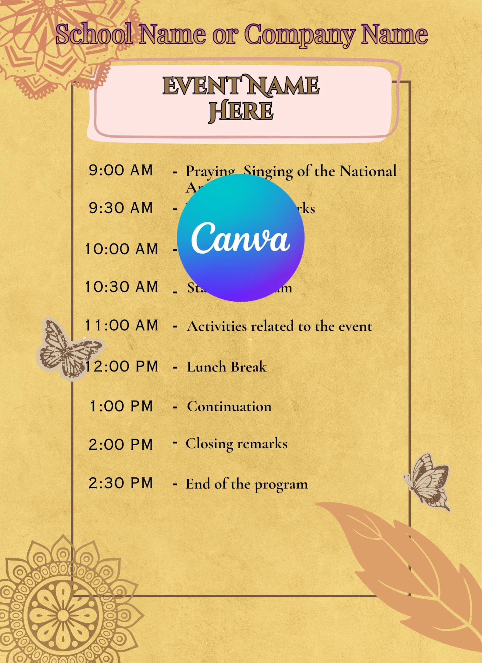 Editable Event Program Template, Awards Ceremony Schedule (canva) - Etsy