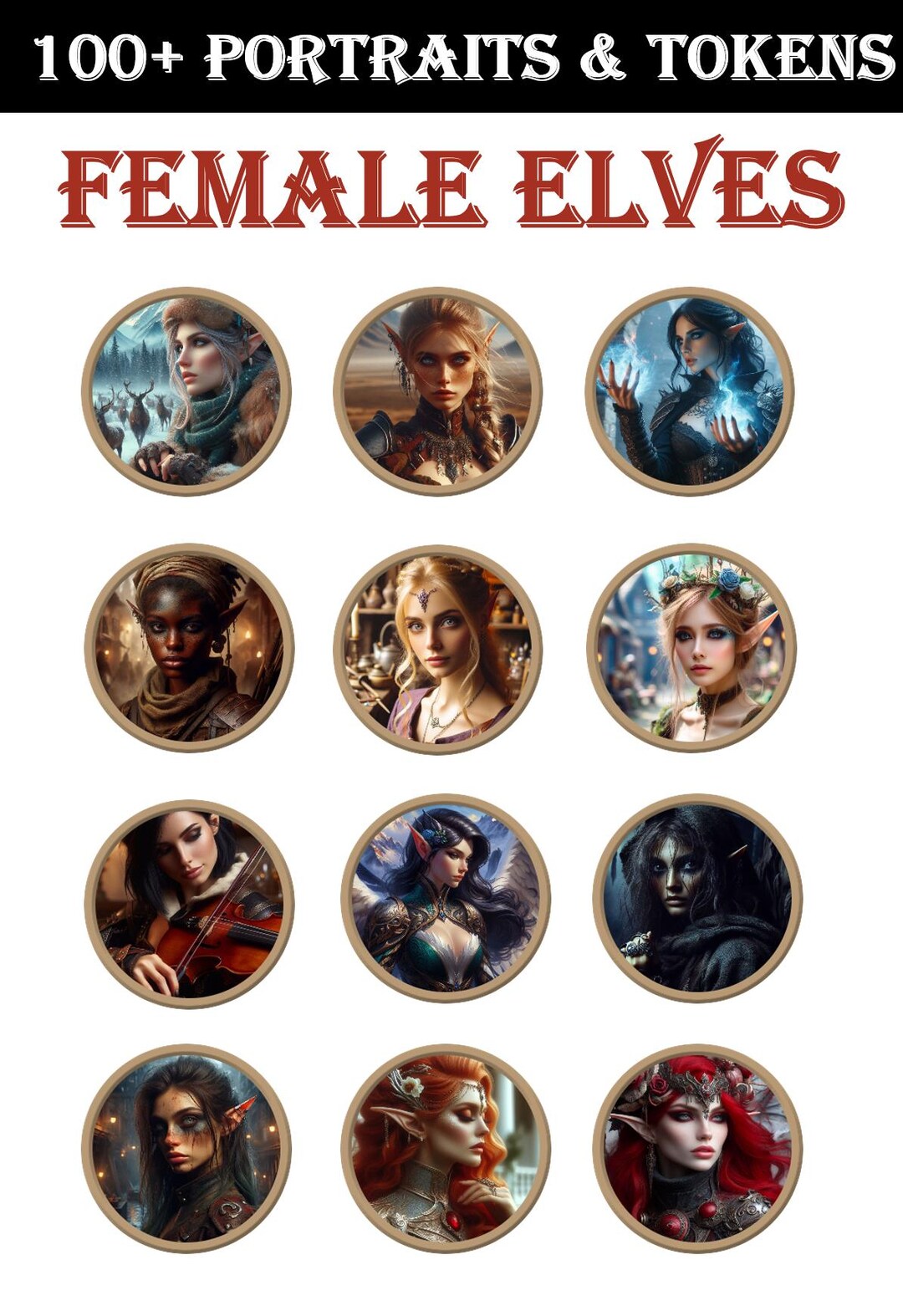 100+ Elf Female Tokens & Portraits – Complete VTT Collection and PDF ...
