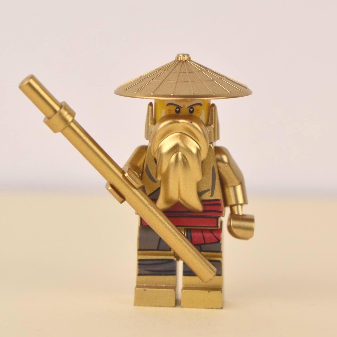 Artisanal Gilded Ninja Mentor Buildingblock Figure With Bamboo Hat ...