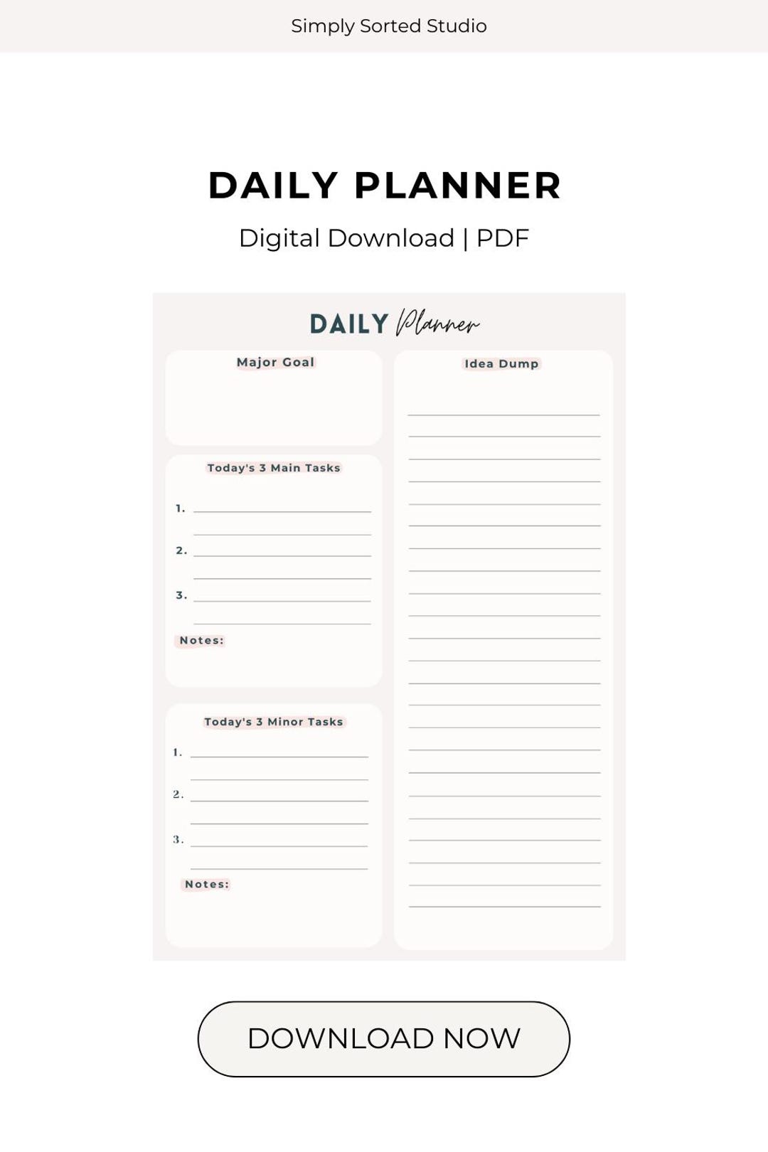 Daily Planner Page | Printable PDF Template - Etsy