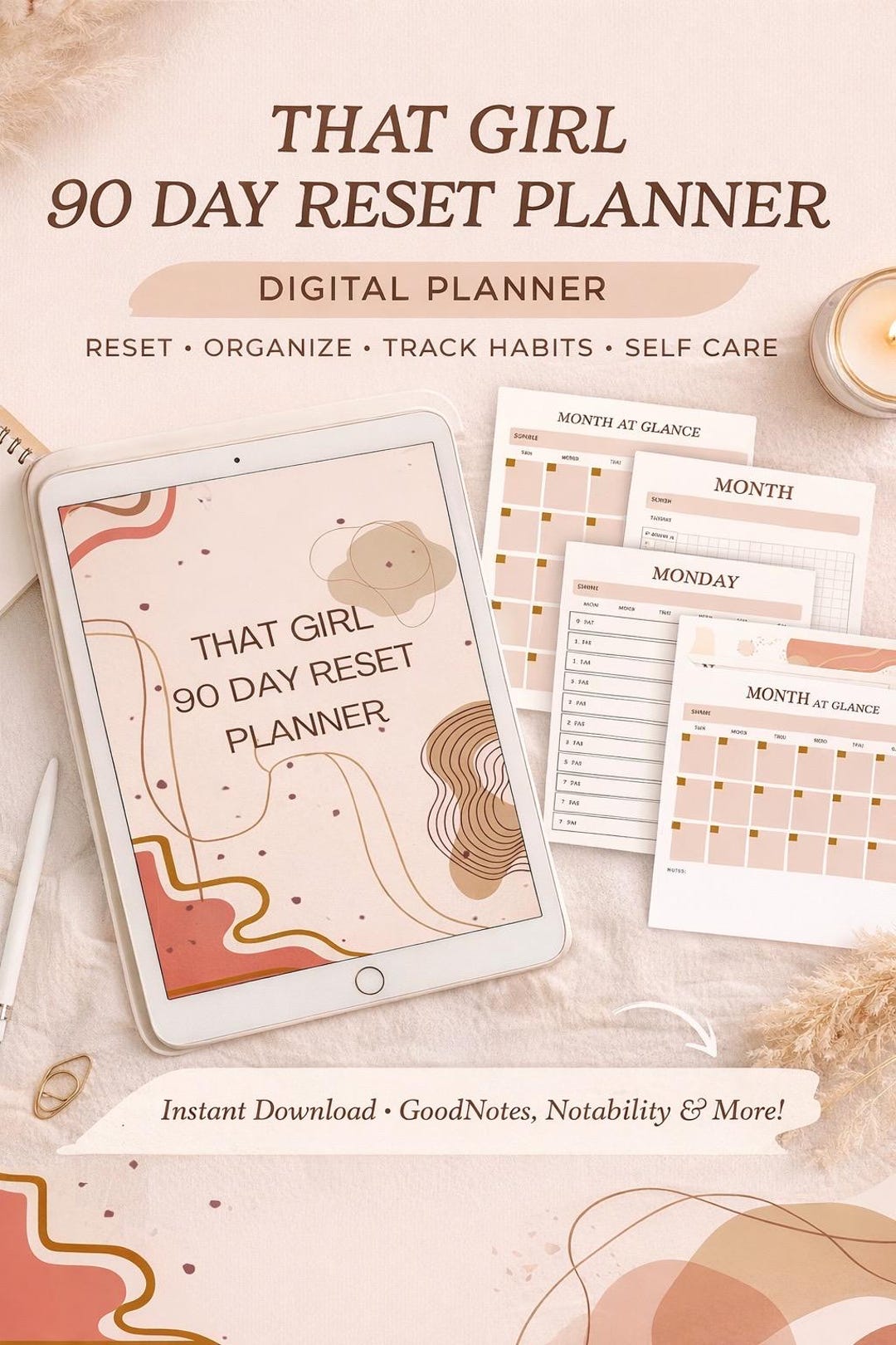 90 Day Life Reset Digital Planner | Aesthetic All-in-one Planner for ...