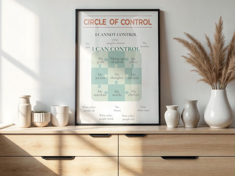 Circle of Control Poster Therapy Office Decor Puzzle Mindfulness Wall ...