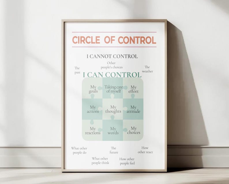 Circle of Control Poster Therapy Office Decor Puzzle Mindfulness Wall ...