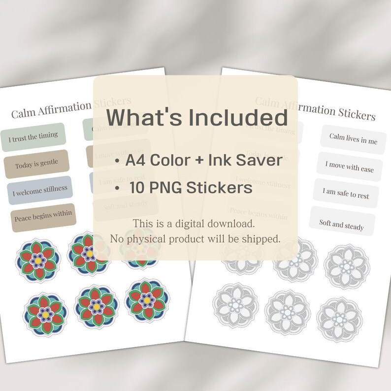 Printable A4 Sticker Sheet, Affirmation Stickers, Color + Ink Saver, 10 ...