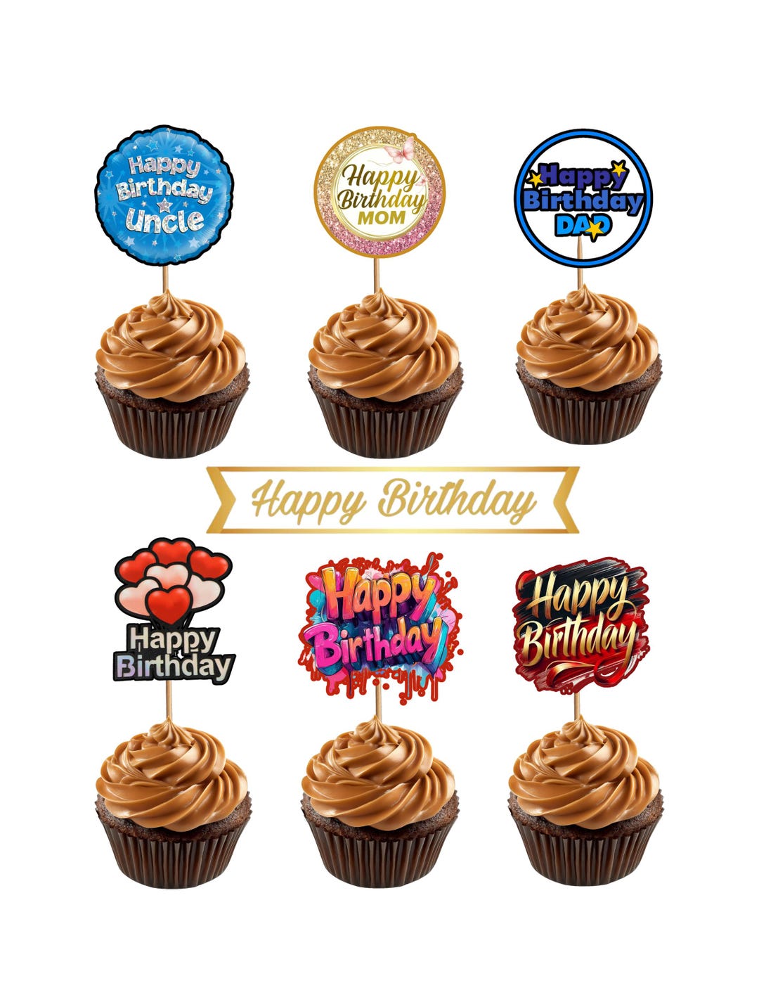 Family Birthday Cupcake Toppers | Printable Party Decorations (digital ...