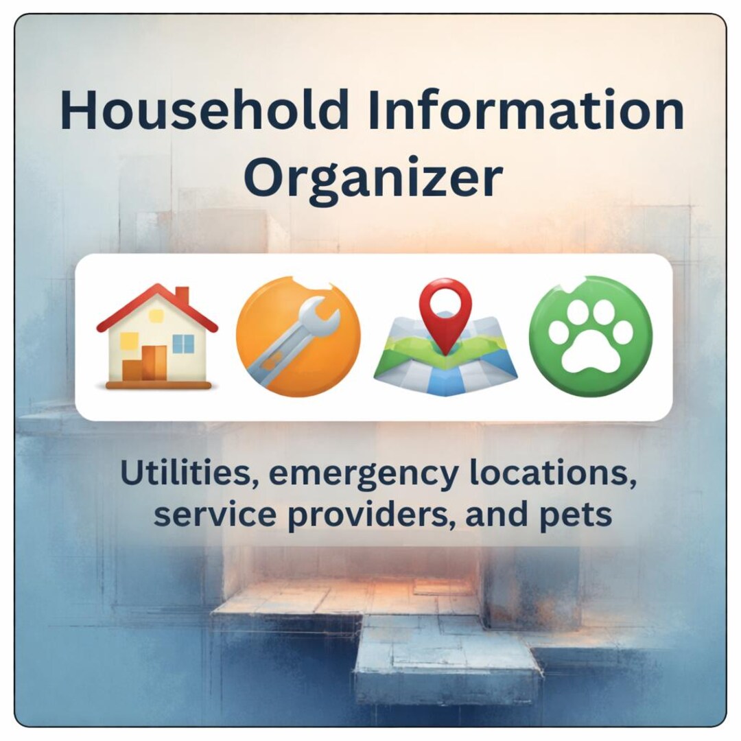 Household Information Organizer | Printable Home & Utility Emergency ...