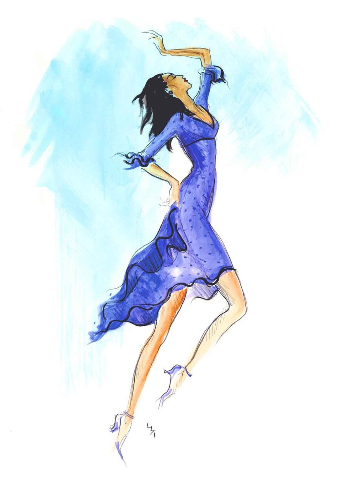 P30 "blue Dancer" A2 Limited Signed Edition of 50; Art Print;wall Decor ...