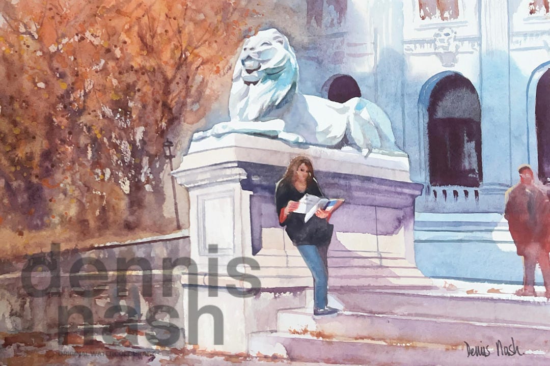 Reading in Trafalar Square (dennis Nash Watercolour - Digital Download ...