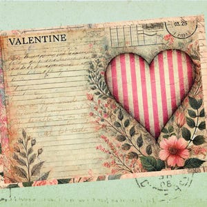 Valentine Vintage Notes -- Blank Cards Set of 6, Rustic Hearts ...