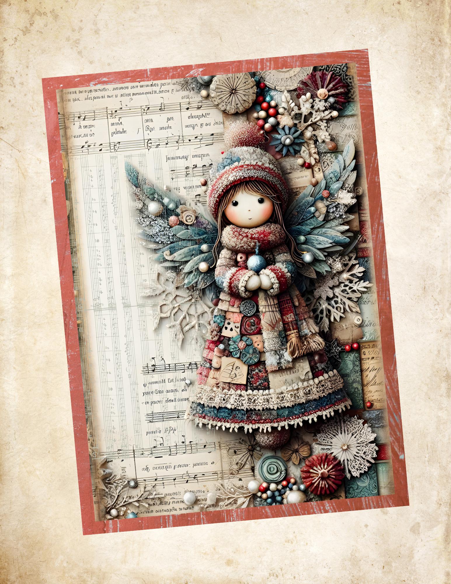 Christmas Blank Note Cards Set of 8 -- Scrappy Paper Angels Cards - Etsy