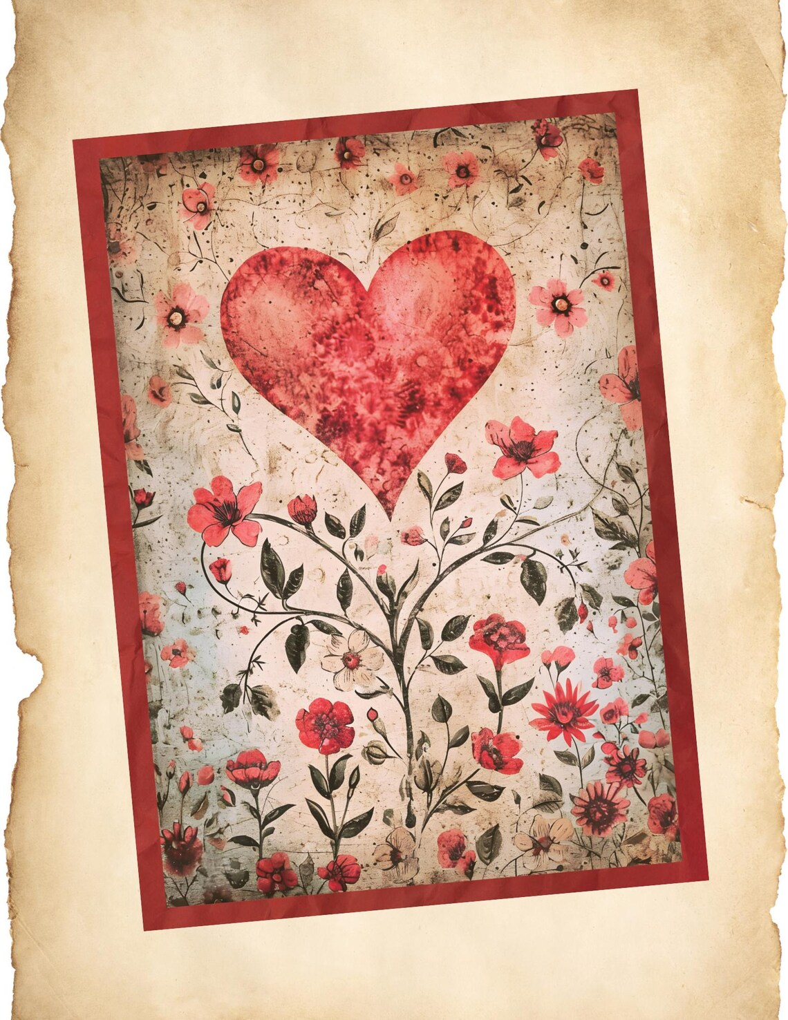 Weathered Heart Note Cards -- Blank Cards Set of 7, Rustic Hearts ...