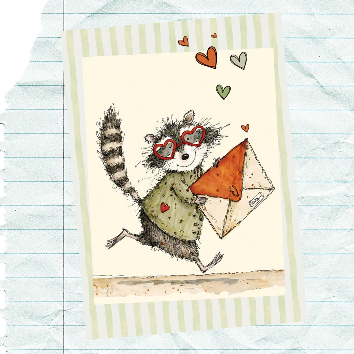Valentines Note Cards Set of 6 -- Quirky Animal Valentines Note Cards ...