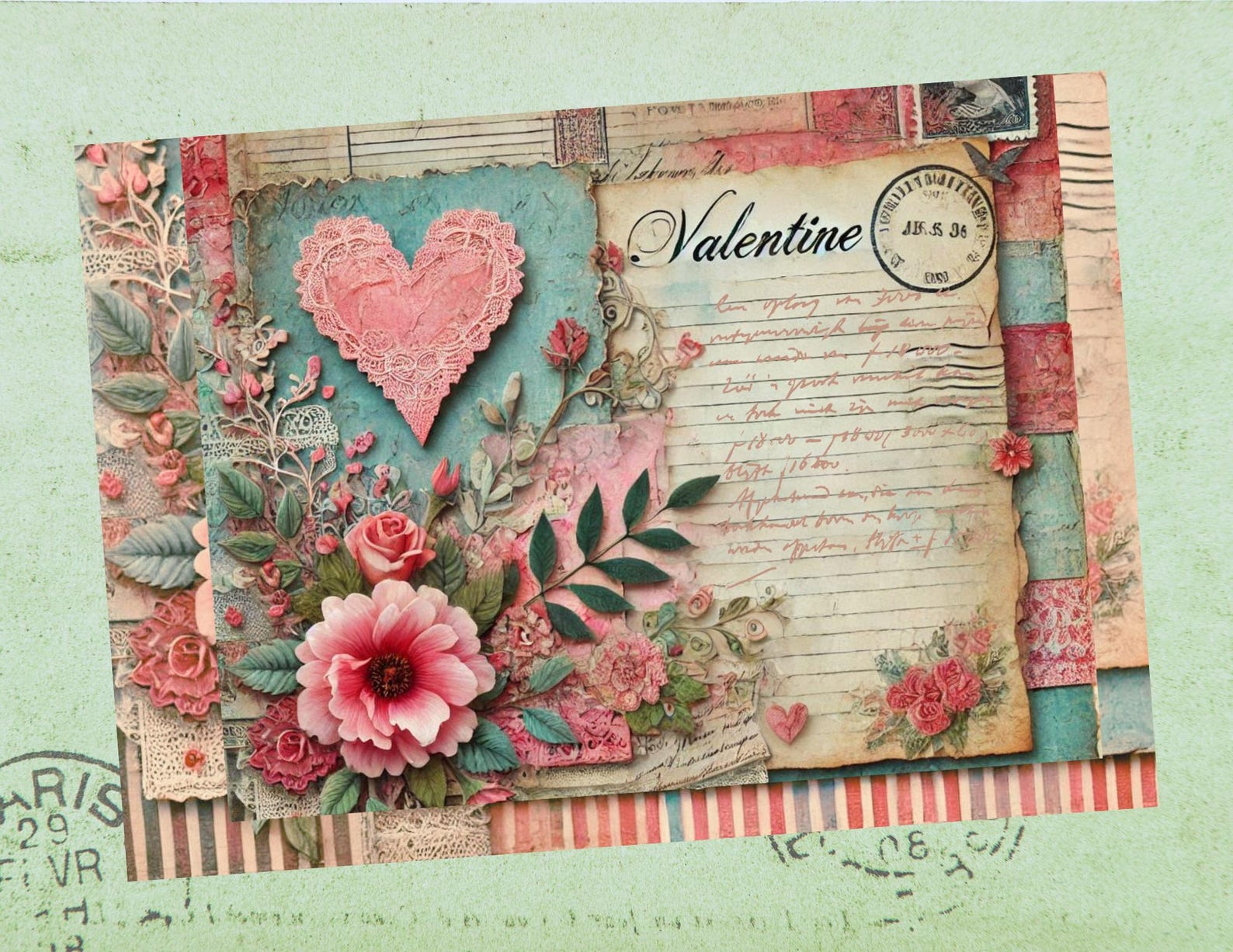 Valentine Vintage Notes -- Blank Cards Set of 6, Rustic Hearts ...