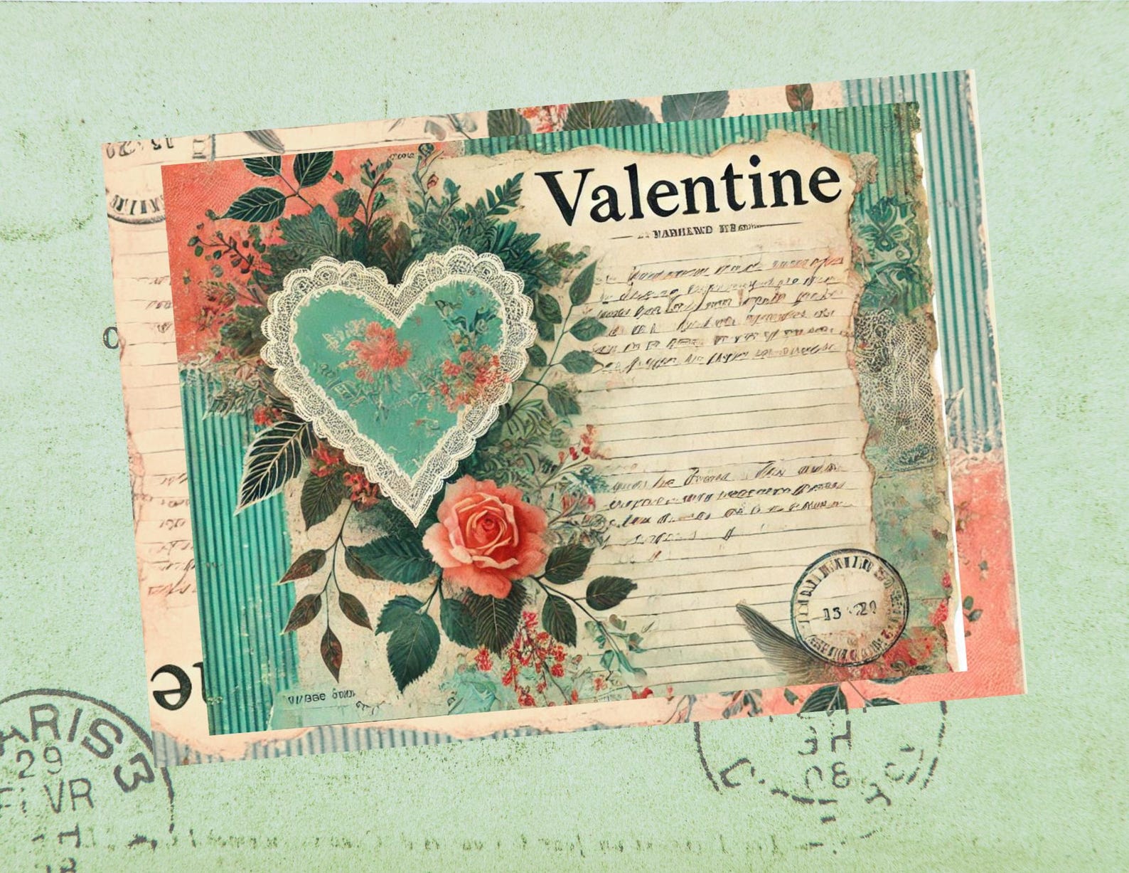 Valentine Vintage Notes -- Blank Cards Set of 6, Rustic Hearts ...