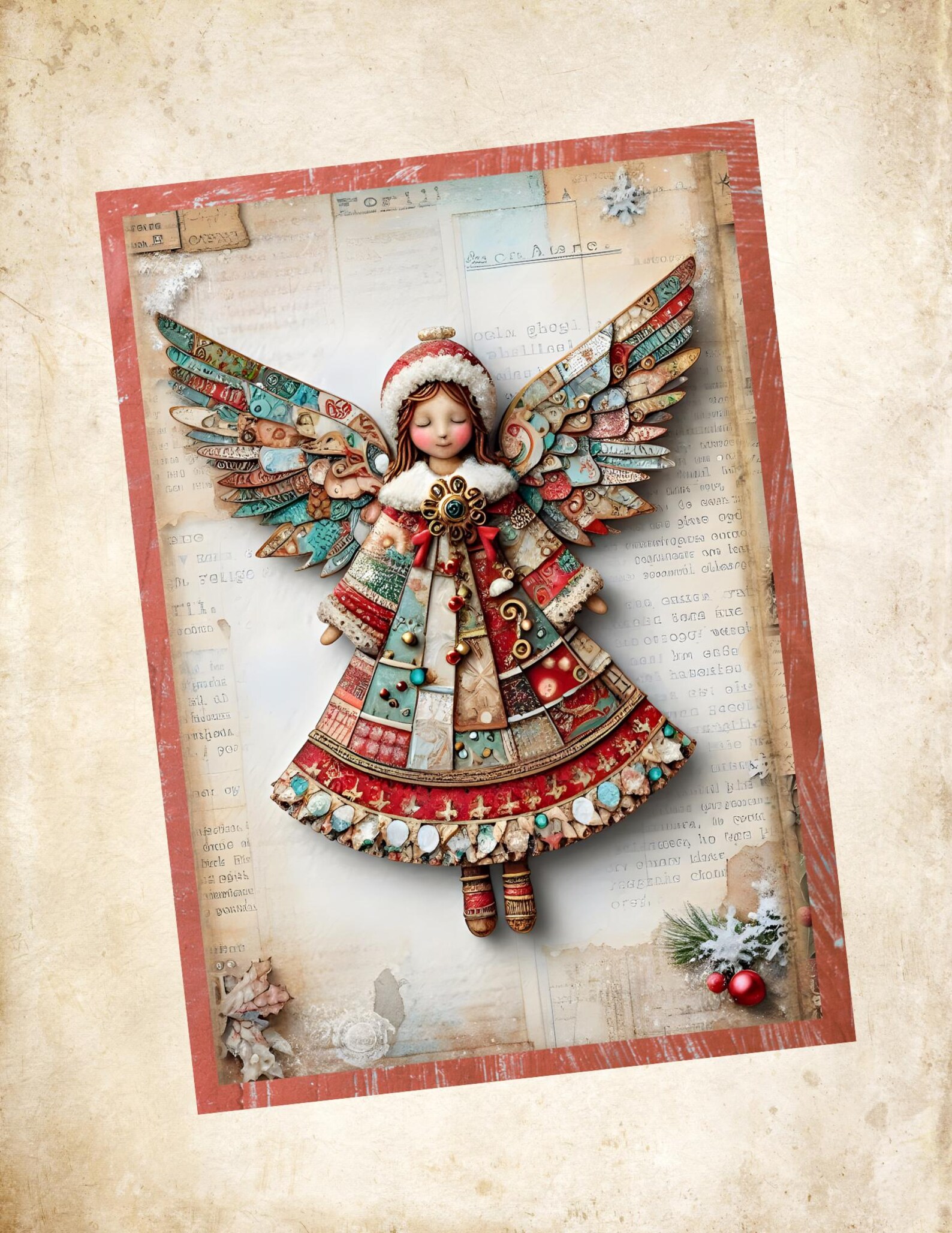 Christmas Blank Note Cards Set of 8 -- Scrappy Paper Angels Cards - Etsy