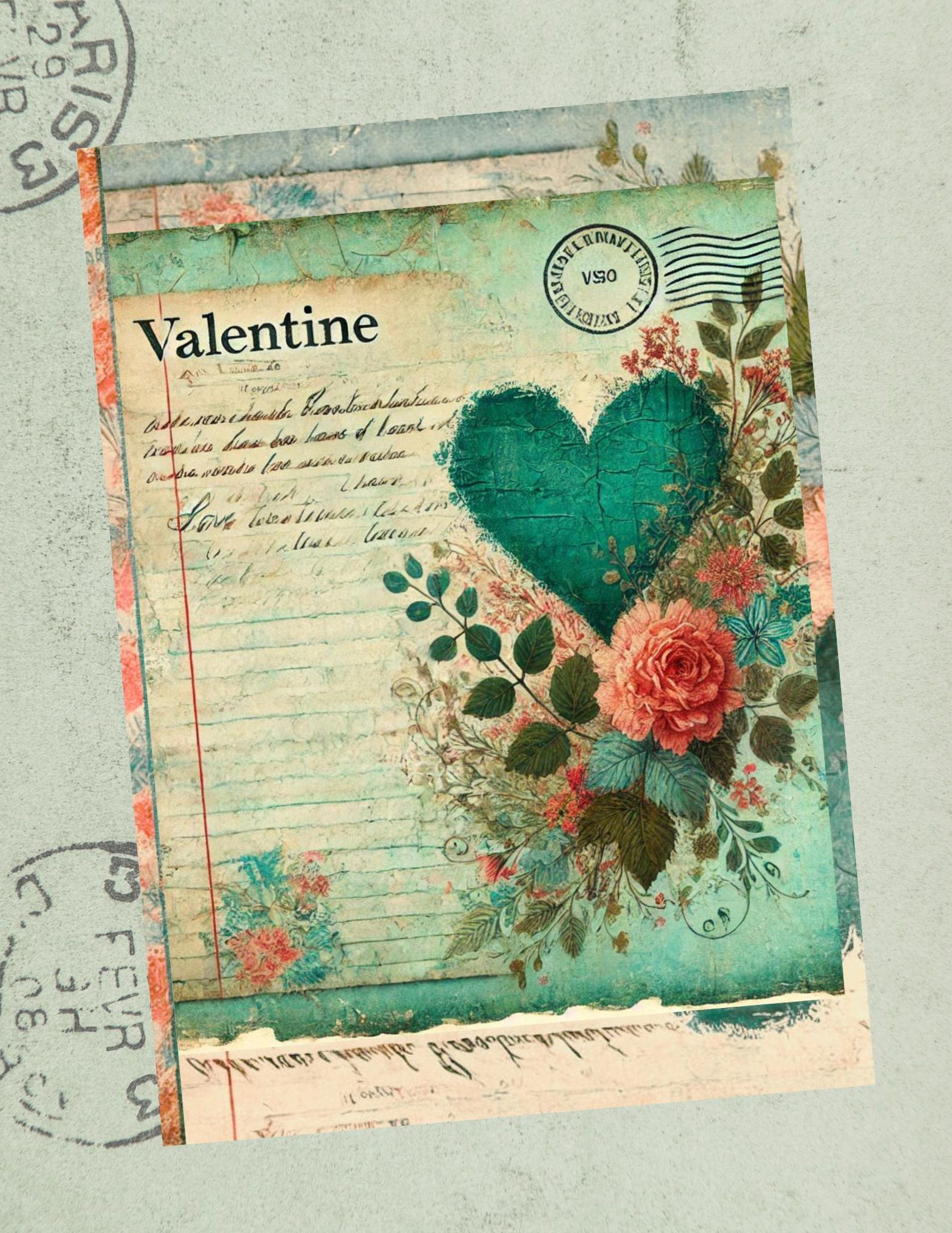 Valentine Vintage Notes -- Blank Cards Set of 6, Rustic Hearts ...