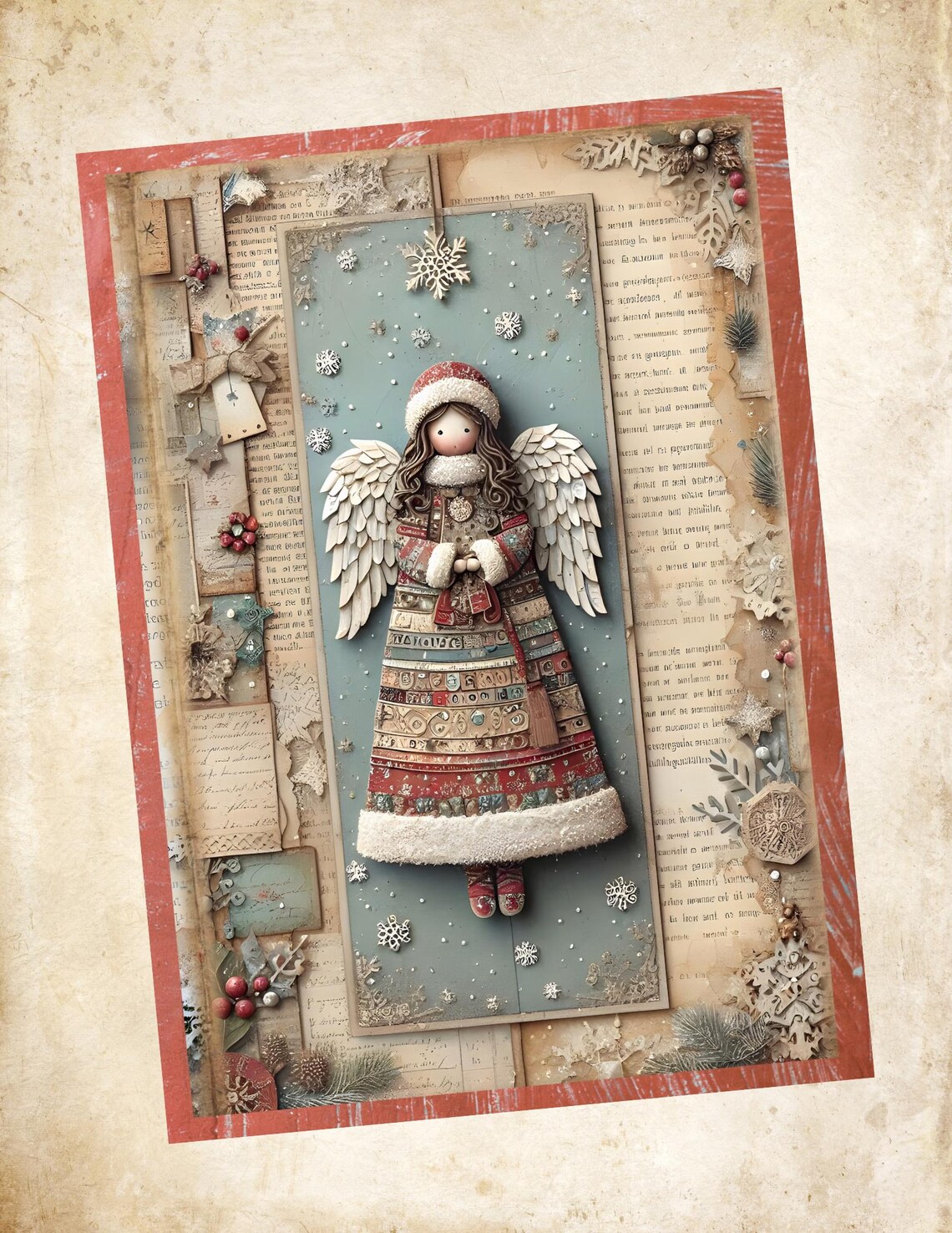 Christmas Blank Note Cards Set of 8 -- Scrappy Paper Angels Cards - Etsy