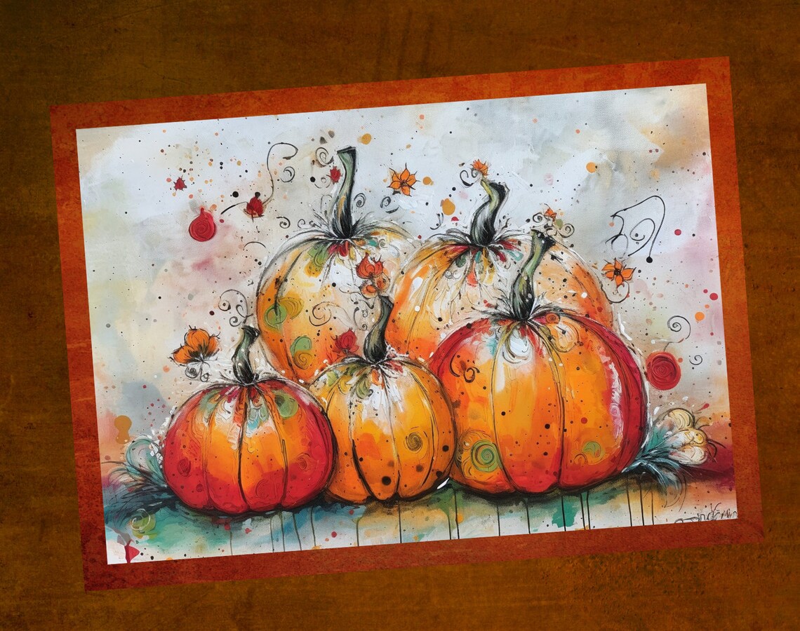 Blank Cards Set of 5 -- Whimsical Fall Note Cards, Blank Cards ...