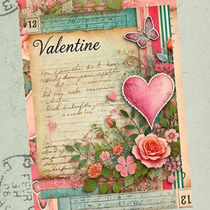 Valentine Vintage Notes -- Blank Cards Set of 6, Rustic Hearts ...