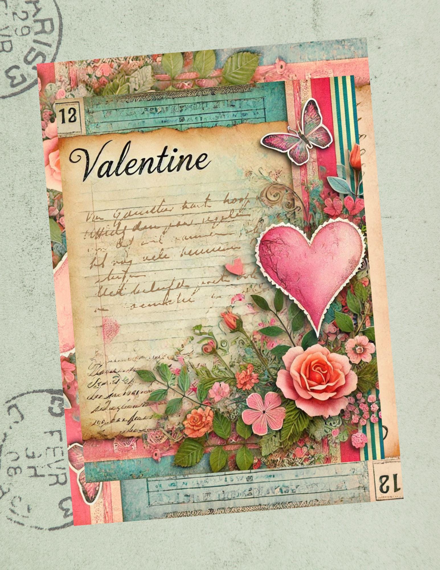 Valentine Vintage Notes -- Blank Cards Set of 6, Rustic Hearts ...