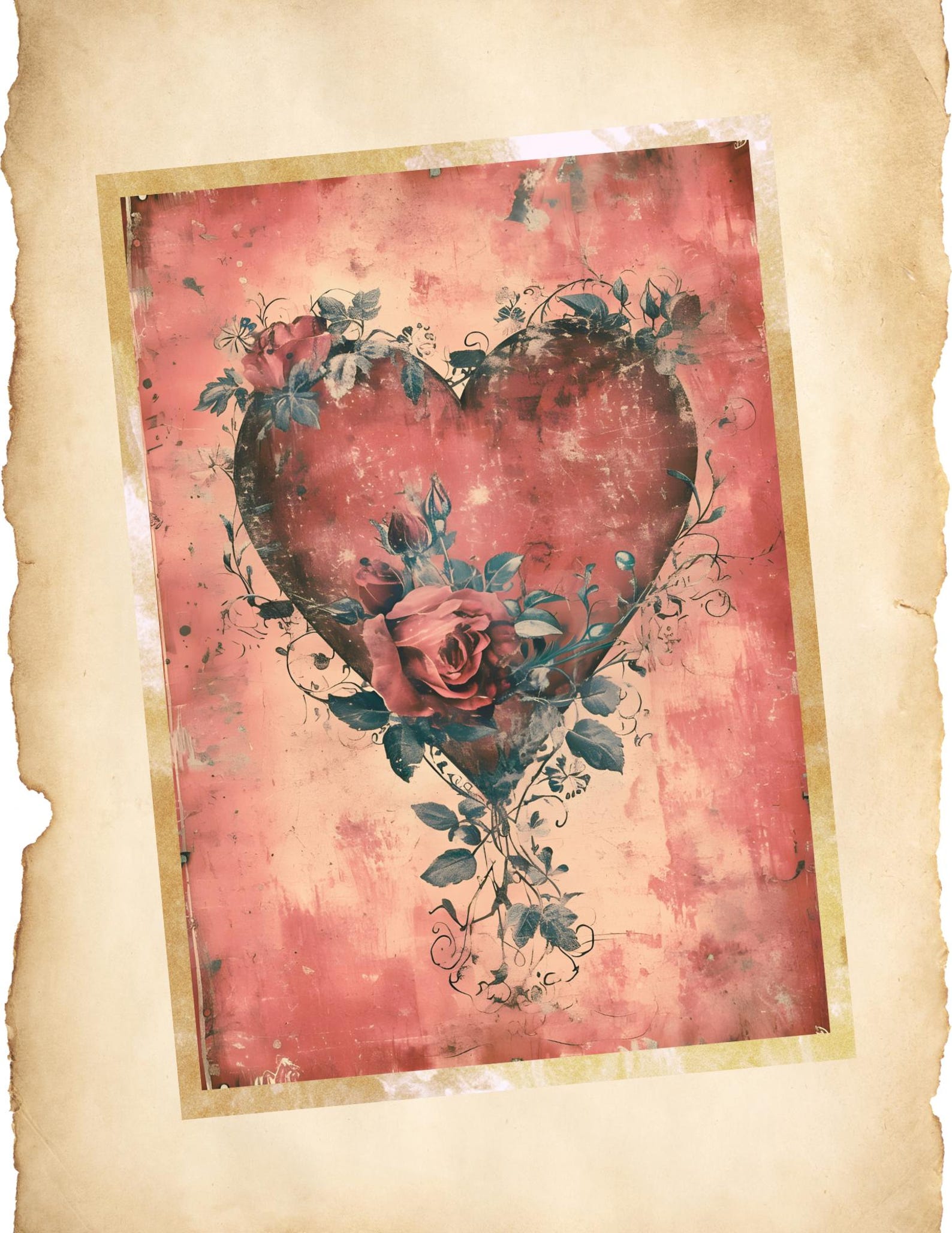 Weathered Heart Note Cards -- Blank Cards Set of 7, Rustic Hearts ...