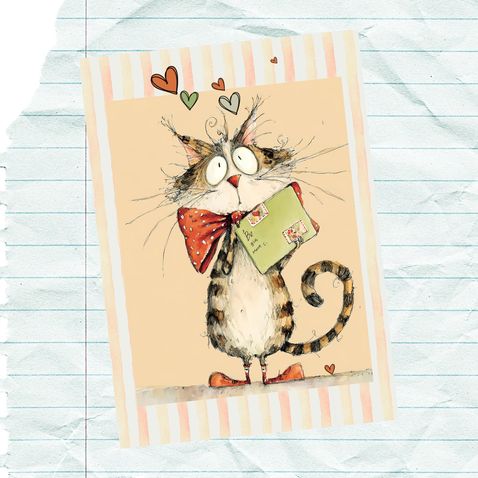 Valentines Note Cards Set of 6 -- Quirky Animal Valentines Note Cards ...