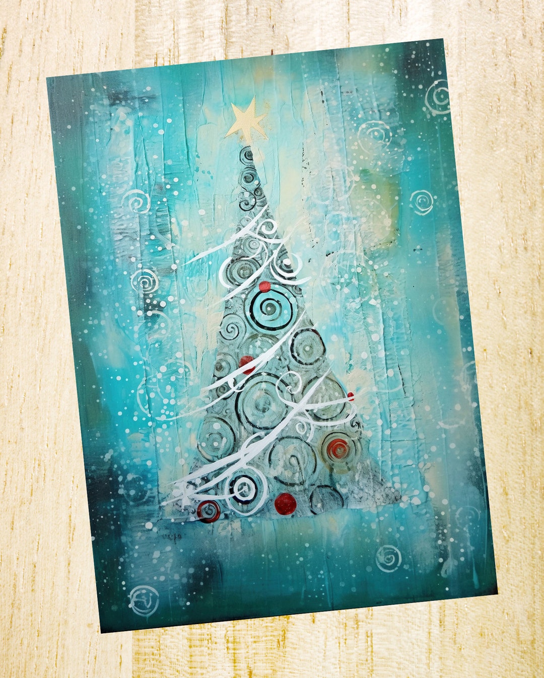 Blank Christmas Note Cards Set of 5 -- Christmas Cards, Christmas Tree ...