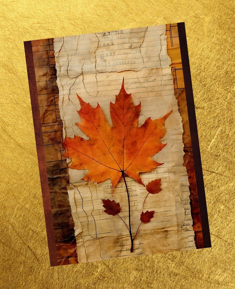 Autumn Leaves Blank Cards Set of 5 -- Fall Trees Note Cards, Blank ...