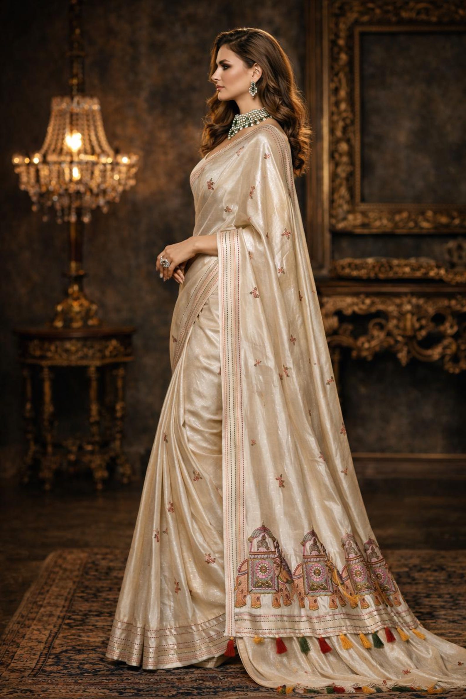Luxury Designer Saree With Embroidered Border – Party Wear Silk Saree ...