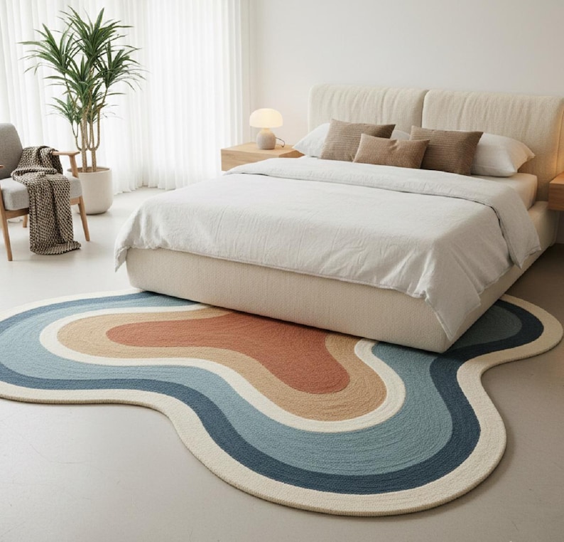 Buy Abstract Wavy Area Rug – Earth Tone Contour Rug, Hand-tufted Online ...
