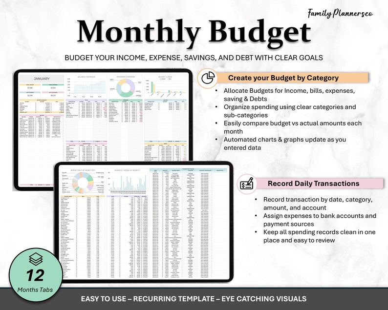 Annual Budget Spreadsheet Google Sheets Budget Planner Yearly Budget ...