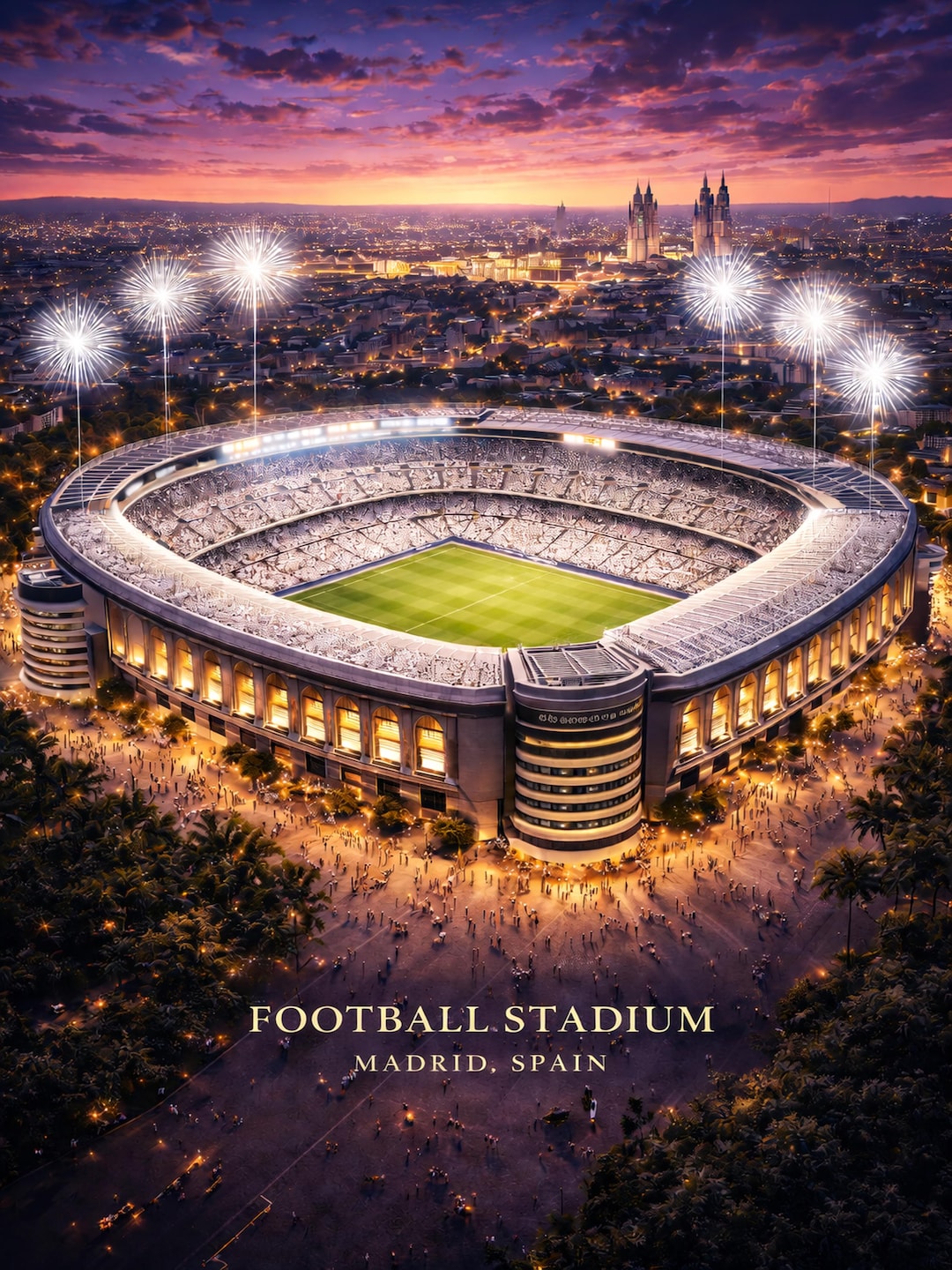 La Liga Stadium Posters – A2 Football Ground Print – Camp Nou, Bernabeu ...