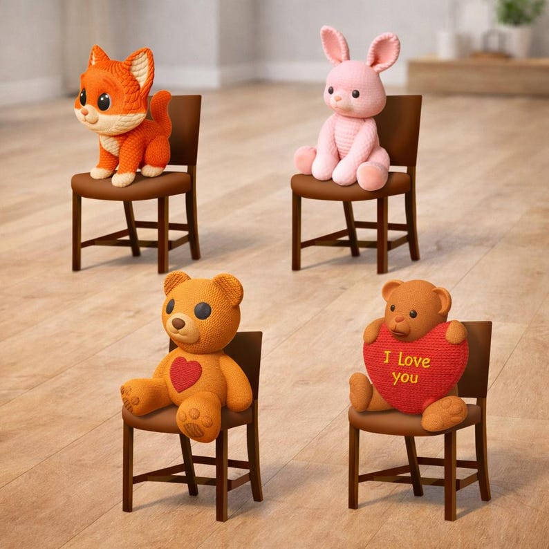 3D Printable Knitted Animal STL Bundle | Crochet Style Animals STL Pack ...