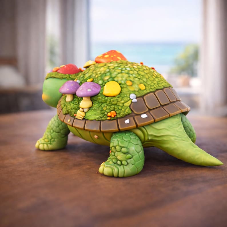 Mushroom Turtle STL and 3MF | Cute Fantasy Tortoise 3mf Toy | Print in ...