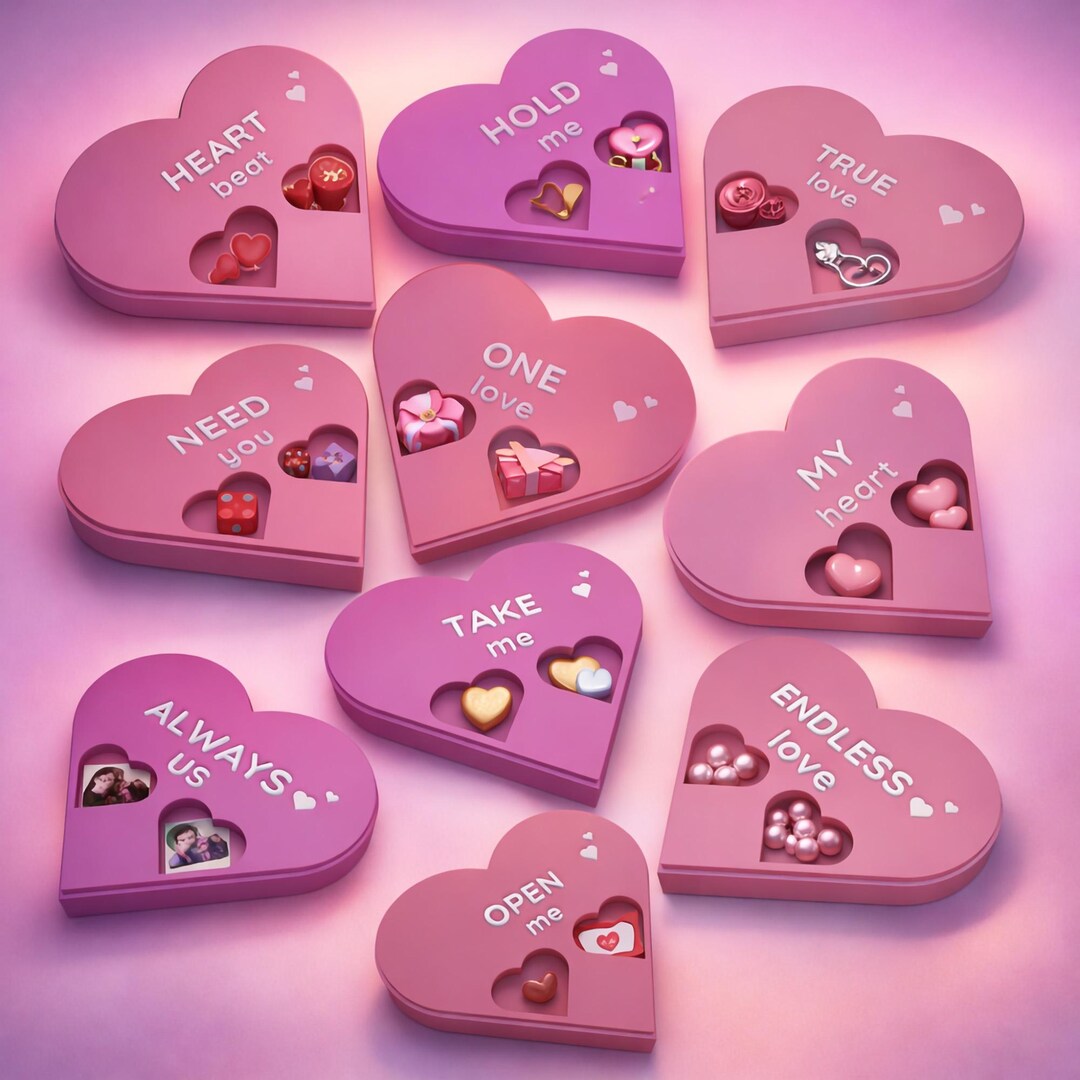3D Print Valentine Heart Box STL, Love Candy Heart Container, Romantic ...