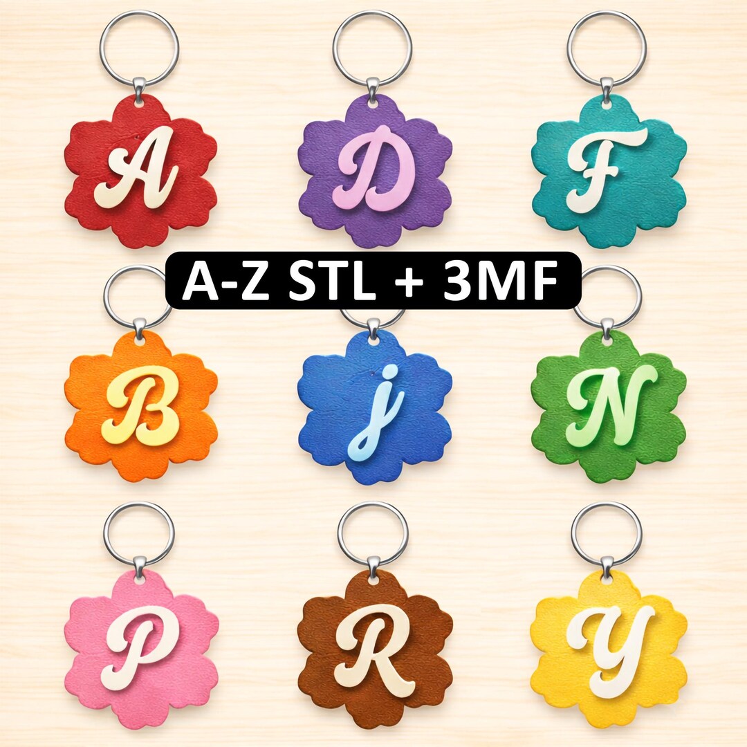 Custom 3D Printed Initial Letter Keychain | Personalized Name Tag Gift ...