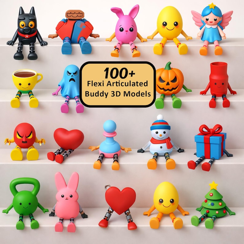 Flexi Buddy STL Bundle | 100+ Articulated 3D Print Files | Fidget Toy ...