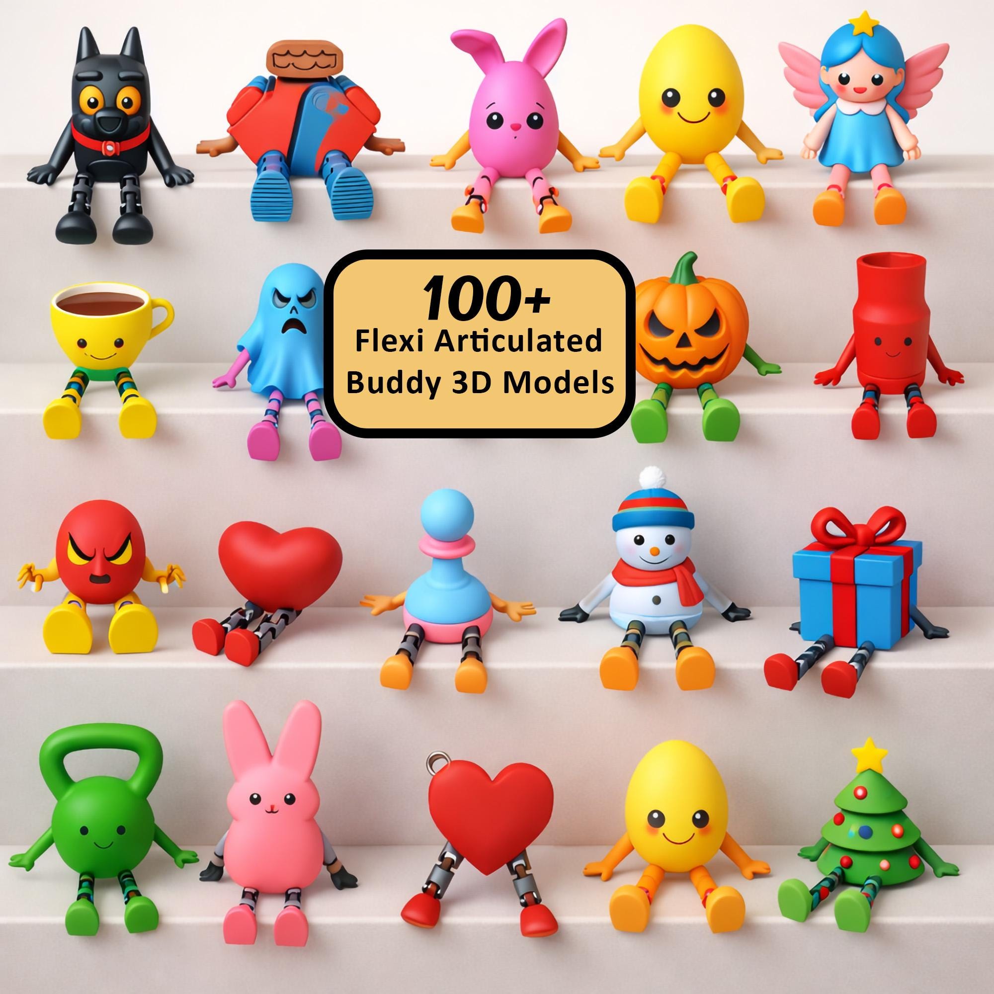 Flexi Buddy STL Bundle | 100+ Articulated 3D Print Files | Fidget Toy ...