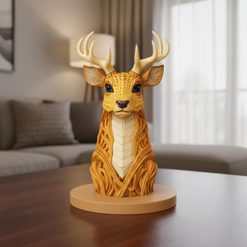 Gothic Fantasy Deer Bust STL, High-detail Animal Sculpture, Deer Head ...