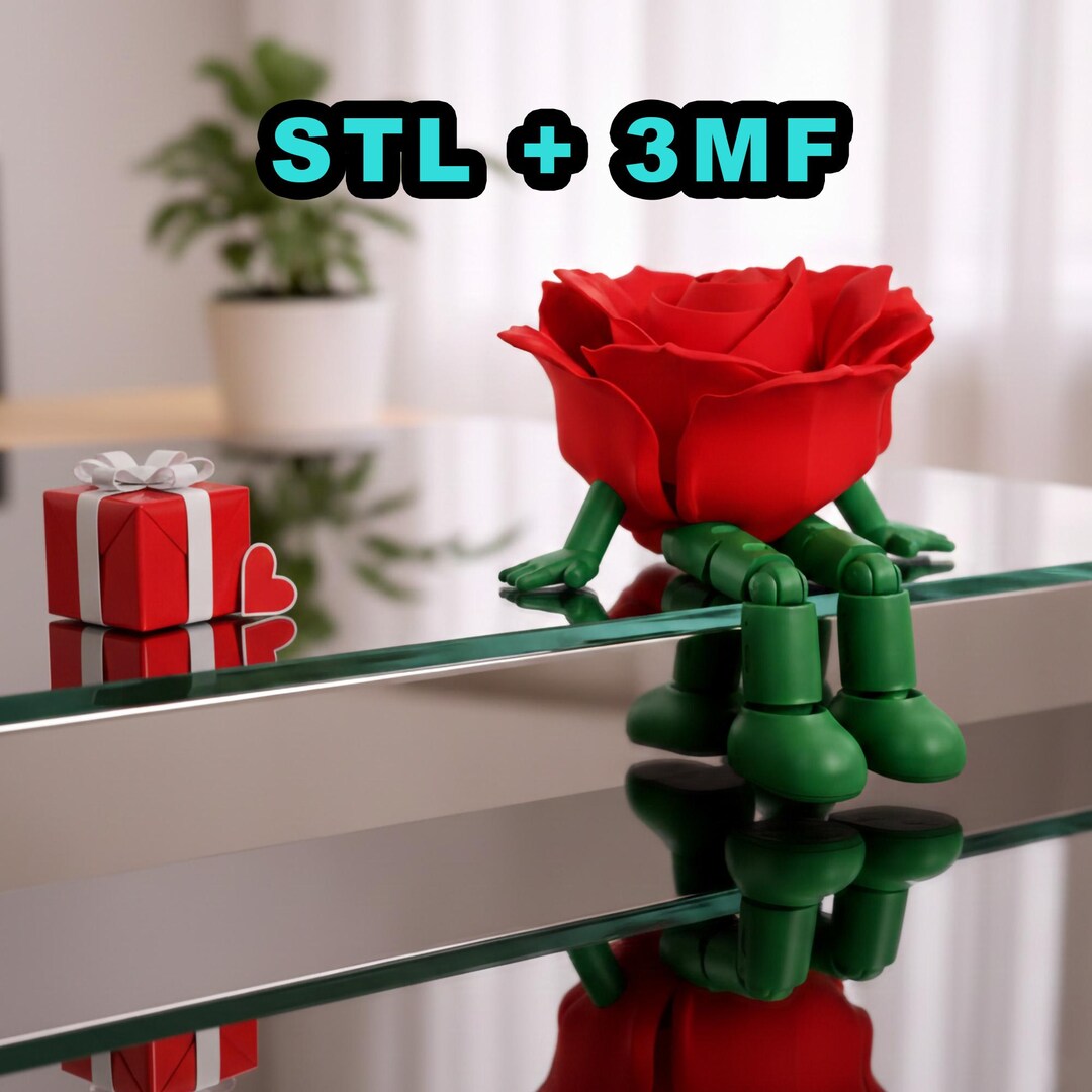 Flexi Articulated Rose 3D Print Model | Valentine's Gift (STL & 3MF ...