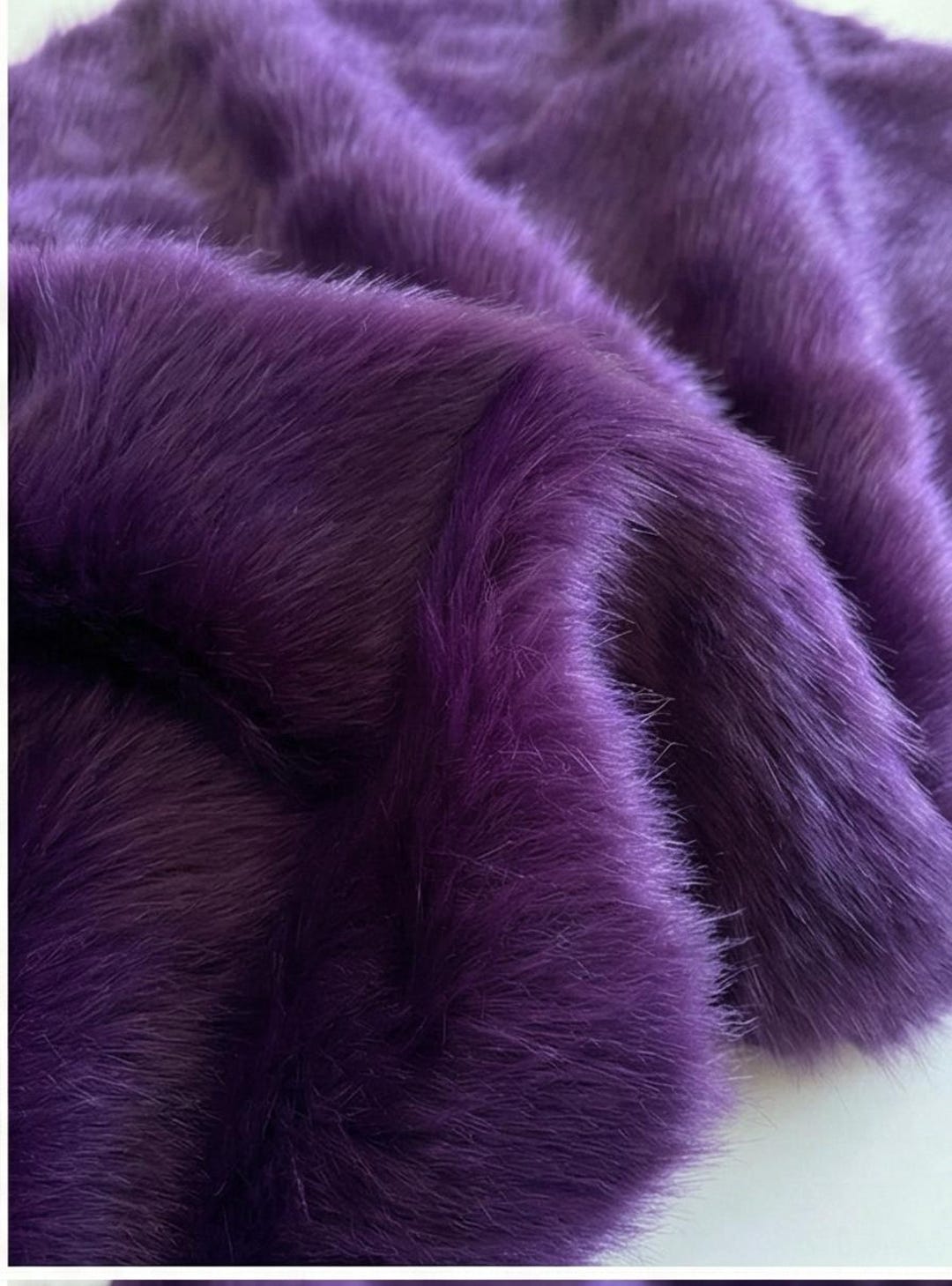 Dark Purple Shaggy Faux Fur Fabric by the Yard – Long Pile Fake Fur ...
