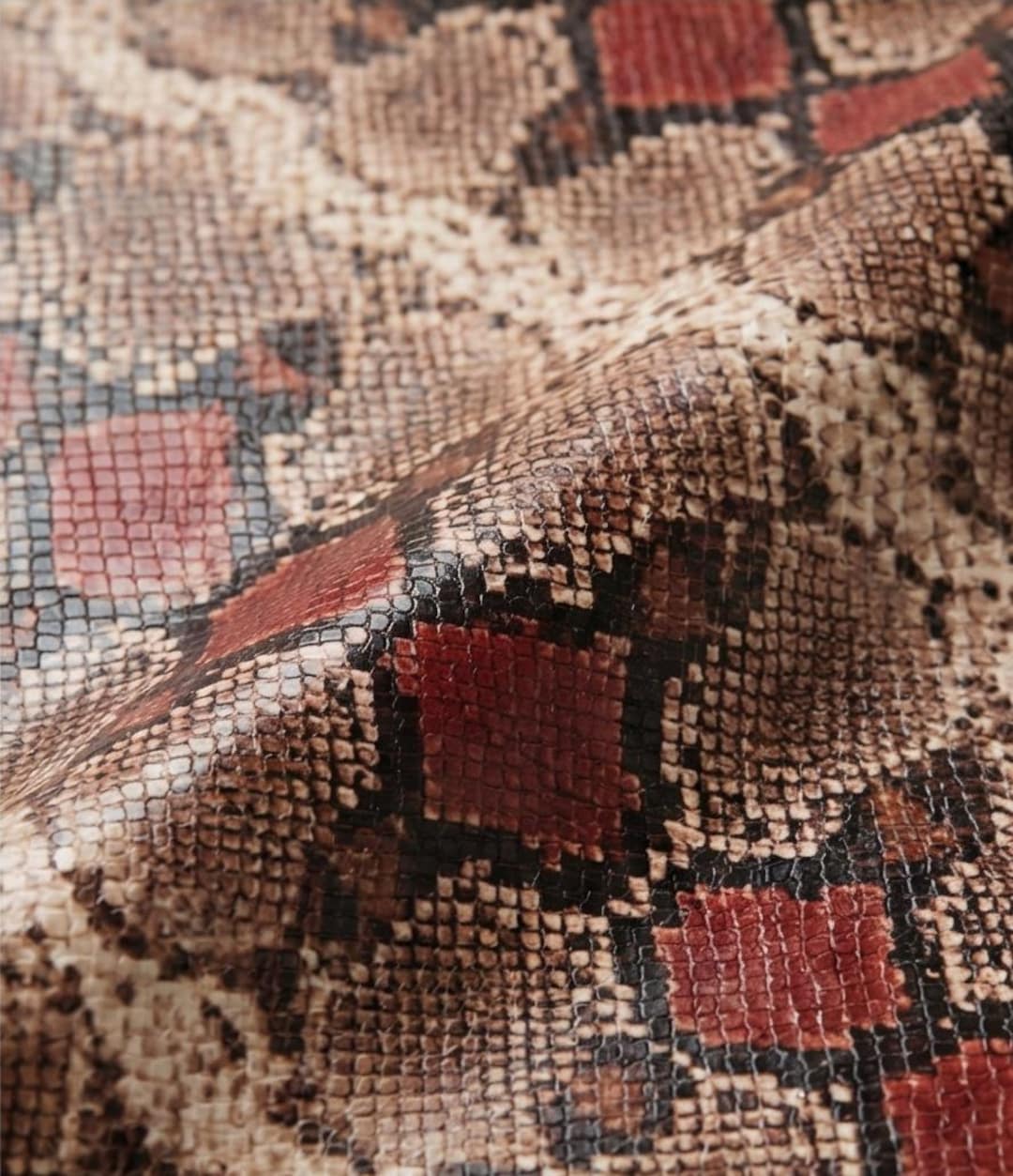 Snake Print Faux Leather Fabric, Vegan Synthetic Leather for Fashion - Etsy