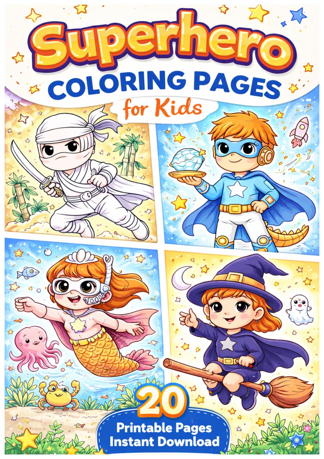 Kids Superhero Coloring Pages – 20 Printable Designs (PDF Download ...