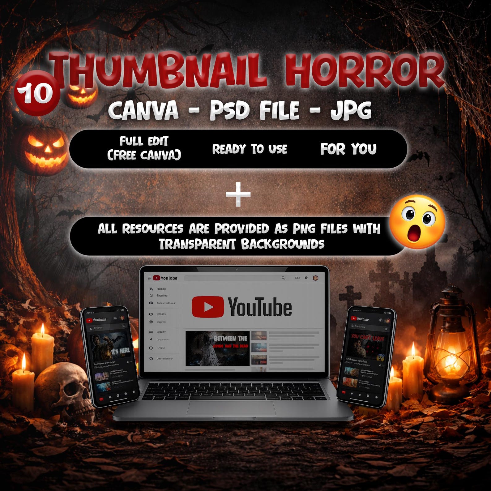 Horror Youtube Thumbnails for Story Games | Dark Scary Designs | Canva ...