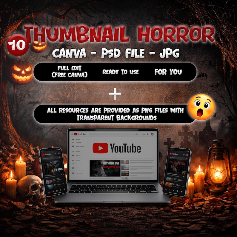 Horror Youtube Thumbnails for Story Games | Dark Scary Designs | Canva ...