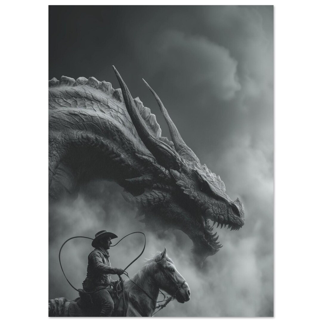 Welsh Cowboy and His Dragon! Fine Art Poster - Etsy