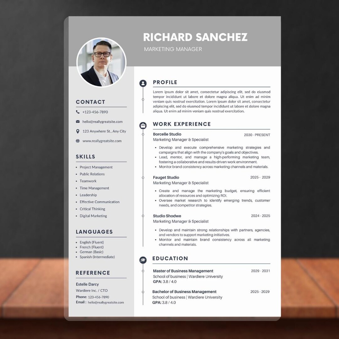 Executive Resume Template | Corporate Canva CV Layout (A4 Instant ...