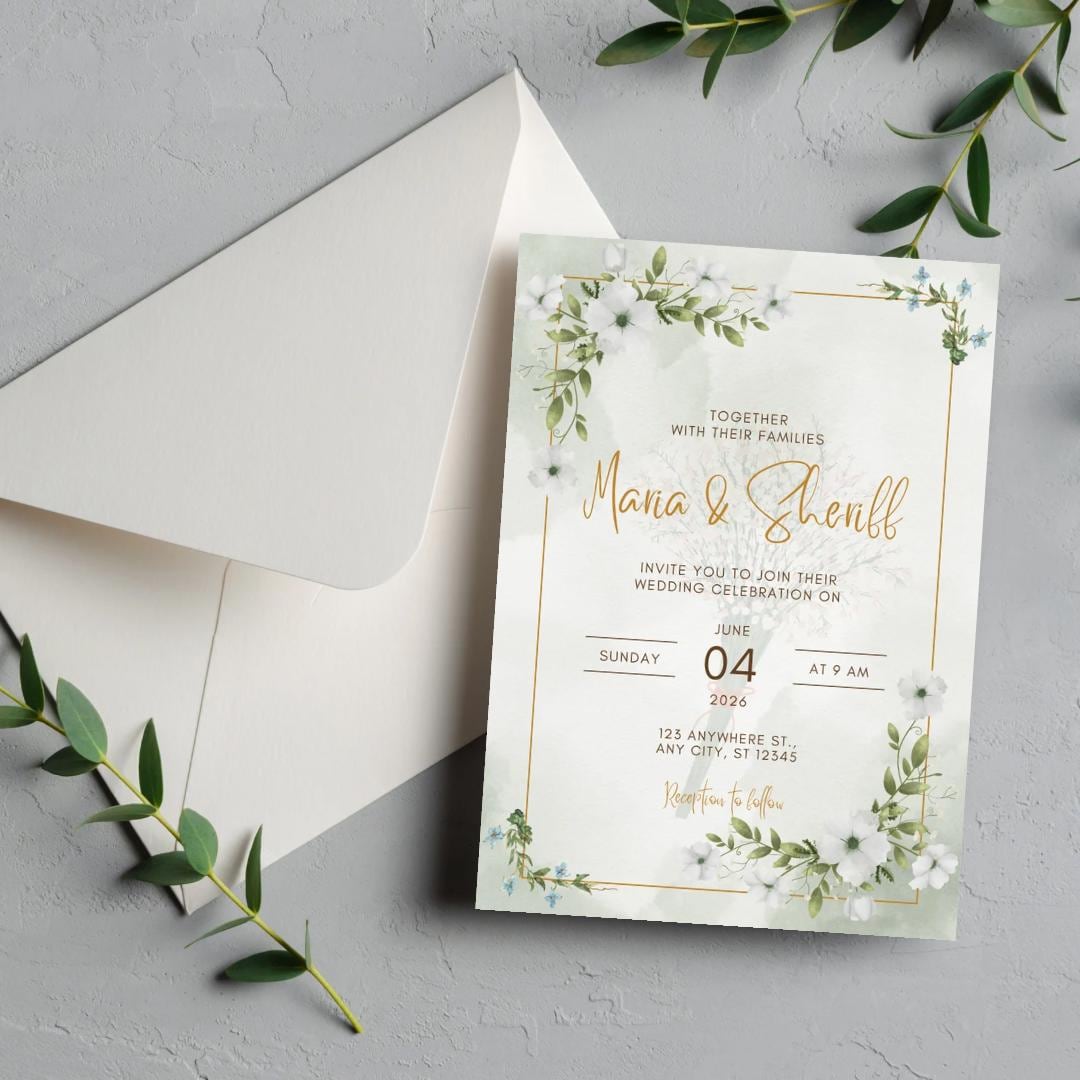 Sage Green Botanical Wedding Invitation Suite, Floral Watercolor Invite ...