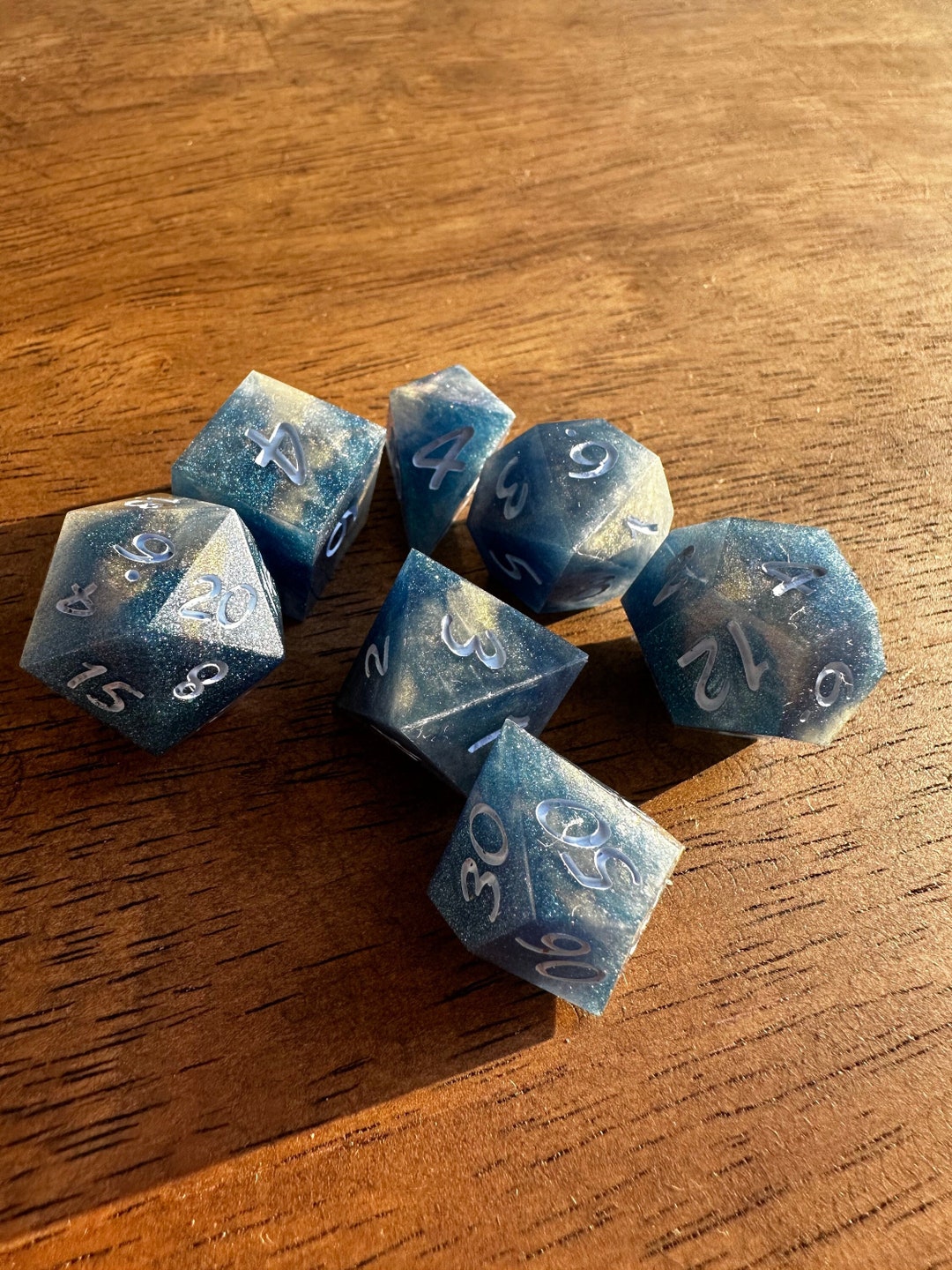 Winter's Embrace Dice Set for Dnd Handmade 7-piece Polyhedral Set ...